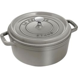 Bräter Staub "Cocotte" Töpfe Gr. 3,8 l + Ø 24cm + Höhe 15,3cm, grau (graphit, grau) robust, langlebig, perfekte Hitzeverteilung, Aromaregen-Deckel