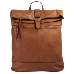 Tagesrucksack FORTY Gr. B/H/T: 30cm x 30cm x 4cm, braun (cognac), Rindsleder, Leder, Rucksäcke, echt Leder, Made in Italy