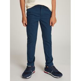 Chinohose Tommy Hilfiger "1985 SOFT TWILL CHINO PANTS" Gr. 10 (140), N-Gr, blau (schwarz night navy), Jungen, Web, Obermaterial: 97% Baumwolle, 3% Elasthan, unifarben, Hosen, in Twill Qualität