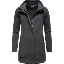 Sweatjacke Ragwear "Letrice Bonded", Damen, Gr. L (40), grau (dunkelgrau), Sweatware, Obermaterial:100% Polyester, tailliert Po-bedeckend, hoch geschlossener Ausschnitt, Ärmel ohne Ärmelschlitz normaler Saum, Sweatjacken, Elegante Zip-Jacke mit hohem Kragen in Feinstrickoptik