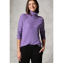 Rollkragenpullover Cecil, Damen, Gr. XXL (46), gentle lila melange, Strick, Obermaterial: 37% Baumwolle, 34% Polyacryl, 26% Polyester, 3% Elasthan, meliert, casual, regular fit taillenbedeckt, ohne Ausschnitt, Pullover, mit Rippbündchen