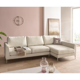 DeLife Ecksofa Marla 285x140 cm Chenille Creme-Weiß Ottomane rechts