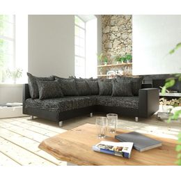 DeLife Ecksofa Clovis Schwarz modular Armlehne Ottomane Rechts