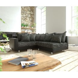 DeLife Ecksofa Clovis Schwarz modular Armlehne Ottomane Links