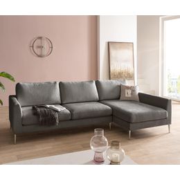 DeLife Ecksofa Marla 285x140 cm Chenille Taupe Recamiere rechts