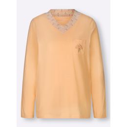 w&auml;schepur w&auml;schepur Damen Schlafanzug mit V-Ausschnitt, apricot, Gr&ouml;&szlig;e 44/46