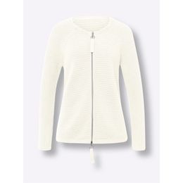 Heine Witt Damen Strickjacke in dezentem Glanz, ecru, Gr&ouml;&szlig;e 50