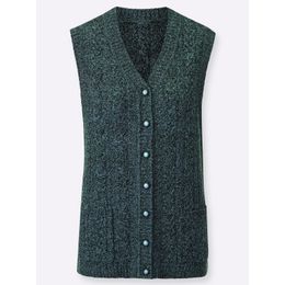 WITT Damen Strickweste mit Zopfmuster, ozean-meliert, Gr&ouml;&szlig;e 52