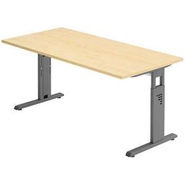 Hammerbacher OS 16 höhenverstellbarer Schreibtisch ahorn rechteckig, C-Fuß-Gestell grau 160,0 x 80,0 cm