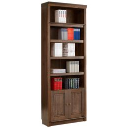 Bücherregal Home Affaire "Soeren", braun (dunkelbraun), B:80cm H:220cm T:29cm, Regale, aus massiver Kiefer, Höhe 220 cm, mit 2 Holztüren, viel Stauraum