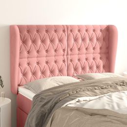 vidaXL Kopfteil mit Ohren Rosa 163x23x118/128 cm Samt