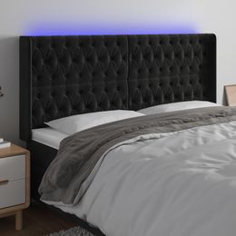 vidaXL LED Kopfteil Schwarz 183x16x118/128 cm Samt