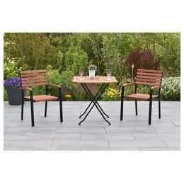 Garten-Essgruppe Merxx "»Schlossgarten«" Sitzmöbel-Sets beige (natur, natur, schwarz) Tisch klappbar: LxB: 75x75 cm