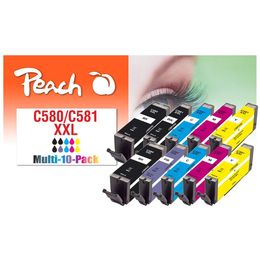 Peach 10er-Pack Tintenpatronen ersetzt Canon PGI-580XXL, CLI-581XXL