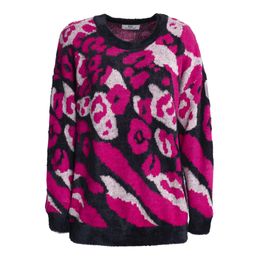 Influencer Pullover Damen Gr&ouml;&szlig;e L pink / schwarz / wei&szlig;