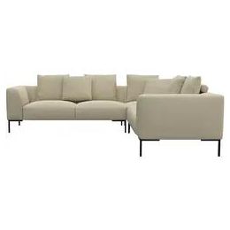 Ecksofa FLEXLUX "Sava, gleichschenklig, bequem mit hohem Sitzkomfort" Sofas Gr. B/H/T: 285cm x 94cm x 285cm, Chenille, Schenkel rechts, 3 Sitzer-Ecke -3 Sitzer, beige (sandy beige) Taschenferderkern-Sitz mit Kaltschaum, lose Rücken- & Dekokissen