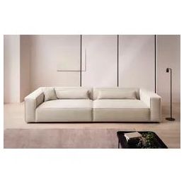 3-Sitzer LeGer Home by Lena Gercke "PIARA, XXL Sofa mit Kedernaht, Big-Sofa in Cord oder Leinenoptik" Sofas Gr. B/H/T: 316cm x 66cm x 136cm, Cord, beige (hellbeige) schwarze Füße, bequemer Sitzkomfort, extra tiefe Sitzfläche