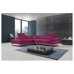 Ecksofa Egoitaliano "Queenie, extravagantes Sofa mit erstklassigem Sitzkomfort" Sofas Gr. B/H/T: 284cm x 95cm x 108cm, Luxus-Microfaser BLUSH, Ottomane links, pink (fuchsia) mit verstellbarer Armlehne und Kopfteilen für Wohlfühlkomfort