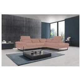 Ecksofa Egoitaliano "Queenie, extravagantes Sofa mit erstklassigem Sitzkomfort" Sofas Gr. B/H/T: 284cm x 95cm x 108cm, Leder BULL, Ottomane rechts, rosa (millenium rose) mit verstellbarer Armlehne und Kopfteilen für Wohlfühlkomfort