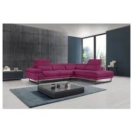 Ecksofa Egoitaliano "Queenie, extravagantes Sofa mit erstklassigem Sitzkomfort" Sofas Gr. B/H/T: 284cm x 95cm x 108cm, Luxus-Microfaser BLUSH, Ottomane rechts, pink (fuchsia) mit verstellbarer Armlehne und Kopfteilen für Wohlfühlkomfort