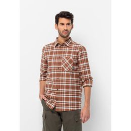 Flanellhemd Jack Wolfskin "BERGWEG SHIRT M", Herren, Gr. S (48), Normalgrößen, rot (carmine, 41), OBERSTOFF 100% BAUMWOLLE, Hemden