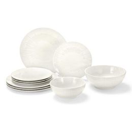 Tchibo 10-teiliges Geschirr-Set - Creme - Porzellan