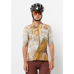 Fahrradjacke Jack Wolfskin "GRAVEX PRINTED FZ S/S W" Gr. XXL (48), bunt (strata, salted, caramel), OBERSTOFF: 82% POLYESTER, 18% ELASTHAN; LINING: 100% POLYESTER, Jacken