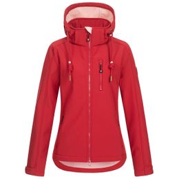 Softshelljacke DEPROC Active "PEAK CREEK WOMEN", Damen, Gr. 34 (XS), rot, 96% Polyester; 4% Elasthan, sportlich, körpernah, Langarm gerader Abschluss mit Gummizug, Jacken, mit abnehmbarer Kapuze