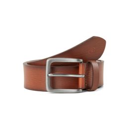Tom Tailor Herren TTSCOTT Lederg&uuml;rtel mit eckiger Dornschlie&szlig;e, braun, Logo Print, Gr. 90