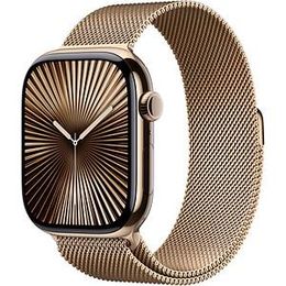 Apple Watch Series 10 46 mm Titan (GPS+Cellular) Milanaise Armband S/M gold