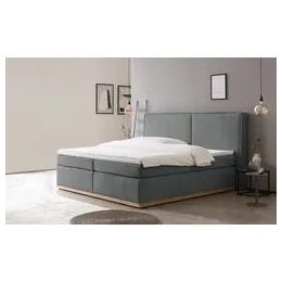 Boxspringbett Home Affaire "SHERWOOD Hotelbett, Polsterbett", grau (anthrazit), B:215cm L:212cm, 100% Polyester, Komplettbetten, Boxspringbett, Hochwertiger Cord,weiche Velours-Struktur, mit Topper, Eiche