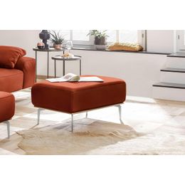 Polsterhocker W.Schillig "run", orange (copper z73), B:75cm H:46cm T:60cm, Longlife Xtra-Leder Z73: Naturwalkleder der Luxusklasse aus den erlesensten Rohh&auml;uten. Hautst&auml;rke 1, 1 &ndash; 1, 3 mm;ROHLEDER Chenille-Flachgewebe Q2 W77 (68% Polyacryl, 32% Polyester);Stoff S37 (100% Polyester), Hocker, Polsterhocker, mit elegantem Holzsockel, F&uuml;&szlig;e in Chrom gl&auml;nzend, Breite 75 cm