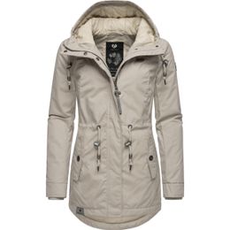 Winterjacke Ragwear "Monadis Black Label", Damen, Gr. 4XL (48), grau (hellgrau), Außenmaterial: 65% Polyester, 35% Baumwolle, Innenfutter: 100% Polyester, Wattierung: 100% Polyester, figurbetont Po-bedeckend, hoch geschlossener Ausschnitt, Ärmel ohne Ärmelschlitz Rippstrickbündchen, Jacken, stylischer Winterparka für die kalte Jahreszeit, Topseller