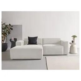 Ecksofa Andas "Noord" Sofas Gr. B/H/T: 234cm x 71cm x 161cm, Struktur, Recamiere links, beige (sand) mit Kedernaht, Breite 234 cm, Cord, Struktur, Webstoff