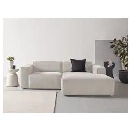 Ecksofa Andas "Noord" Sofas Gr. B/H/T: 234cm x 71cm x 161cm, Struktur, Recamiere rechts, beige (cream) mit Kedernaht, Breite 234 cm, Cord, Struktur, Webstoff