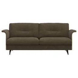 2,5-Sitzer FLEXLUX "Glow Sofa, Couch" Sofas Gr. B/H/T: 191cm x 81cm x 91cm, Lederoptik, Armlehnen in Walnuss, braun (camel braun) Premium-Sitz: Kaltschaum & Federkern, Arml. Walnuss, Fuß Alu