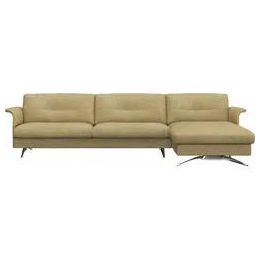 Ecksofa FLEXLUX "Glow Designsofa, bequem und komfortabel durch hochwertigen Sitzaufbau", gelb (mustard gelb), B:305cm H:81cm T:158cm, 62% Polyester/17%Baumwolle/14%Viscose/7%Leinen, Sofas, L-Form, Modernes skandinavisches Design