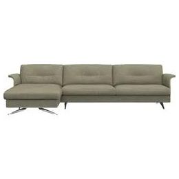 Ecksofa FLEXLUX "Glow Designsofa, bequem und komfortabel durch hochwertigen Sitzaufbau", grün (fall grün), B:305cm H:81cm T:158cm, 62% Polyester/17%Baumwolle/14%Viscose/7%Leinen, Sofas, L-Form, Modernes skandinavisches Design