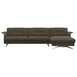 Ecksofa FLEXLUX "Glow Designsofa, bequem und komfortabel durch hochwertigen Sitzaufbau" Sofas Gr. B/H/T: 305cm x 81cm x 158cm, Lederoptik, Chaiselongue rechts, braun (camel braun) L-Form, Modernes skandinavisches Design