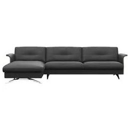 Ecksofa FLEXLUX "Glow, super bequem durch hochwertigem Sitzaufbau mit Federkern, L-Form" Sofas Gr. B/H/T: 305cm x 81cm x 158cm, Echtleder, Chaiselongue links, schwarz (deep schwarz) Modernes skandinavisches Design