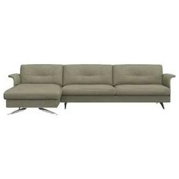 Ecksofa FLEXLUX "Glow, super bequem durch hochwertigem Sitzaufbau mit Federkern, L-Form", grün (fall grün), B:305cm H:81cm T:158cm, 100% Polyester, Sofas, Modernes skandinavisches Design