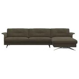 Ecksofa FLEXLUX "Glow, super bequem durch hochwertigem Sitzaufbau mit Federkern, L-Form" Sofas Gr. B/H/T: 305cm x 81cm x 158cm, Lederoptik, Chaiselongue rechts, braun (camel braun) Modernes skandinavisches Design