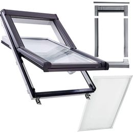 Wellker Komplett-Set Dachfenster Kunststoff R45 2-fach Verglasung mit Verdunkelung ZRV, made by Roto, 54x78 cm (5/7)