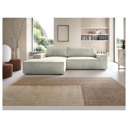 Ecksofa mit Schlaffunktion - Ecke Links - Cord - Beige - AMELIA