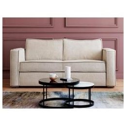 Schlafsofa mit Matratze 3-Sitzer - Cord - Beige - Liegefläche 140 cm - Matratze 14 cm - LORETO