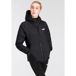 Winterjacke Puma "ESS HOODED PADDED JACKET", Damen, Gr. XS, schwarz (Puma schwarz), Taft, Obermaterial: 100% Polyester. Futter: 100% Polyester. Füllung: 100% Polyester, unifarben, sportlich, regular fit normal, Jacken