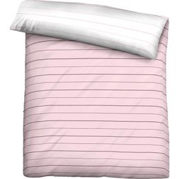 Wendebettbezug Biberna "Mix & Match in Größe 135x200 oder 155x220 cm", rosa (rosa, streifen), B:200cm L:200cm, Mako-Satin, Obermaterial: 100% Baumwolle, Bettbezüge, Bettbezug aus Baumwolle, gemusterte Bettwäsche mit Wendeoptik
