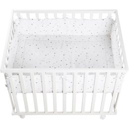 Laufgitter Roba "Sternenzauber grau, 100x75 cm" weiß Baby Laufställe mit Stoffeinlage und Nestchen