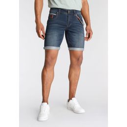 Jeansshorts Bruno Banani Gr. 30, N-Gr, blau (dunkelblau), Herren, Denim/Jeans, Obermaterial: 70% Baumwolle, 28% Polyester, 2% Elasthan, Jeans, bequemer Sitz, gerade Beinform, mit praktischen Taschen