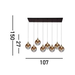 Searchlight LED-Hängeleuchte Alchemy, 8-fl., schwarz, bernstein, Glas